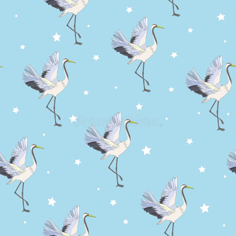 Crane, Pattern, Vector, Illustration Stock Vector - Illustration of ...