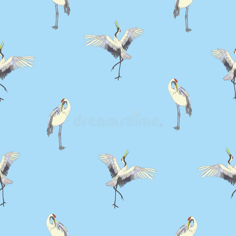 Crane, Pattern, Vector, Illustration Stock Vector - Illustration of ...