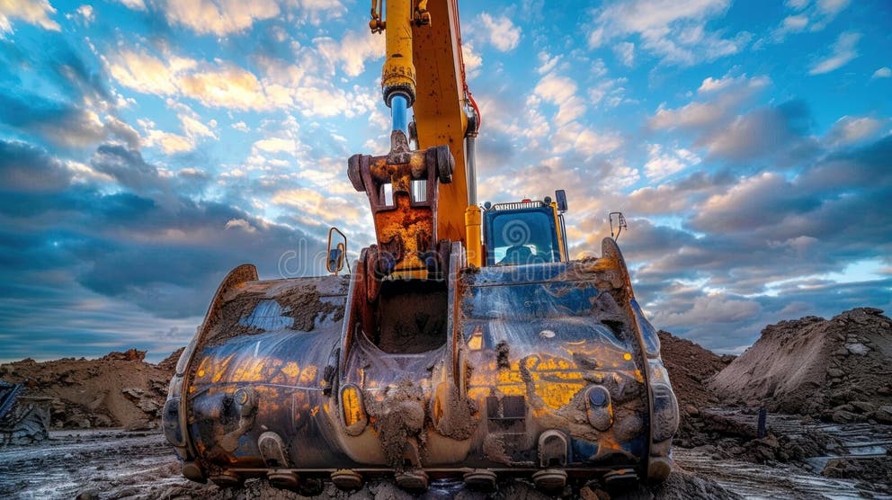 Crane Perched on Dirt Pile stock photo. Image of sitting - 309543500