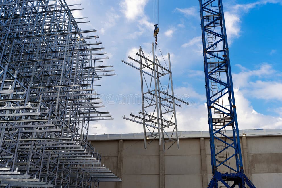 Crane in Process of ASRS Clad Rack Structural Framework Installation ...