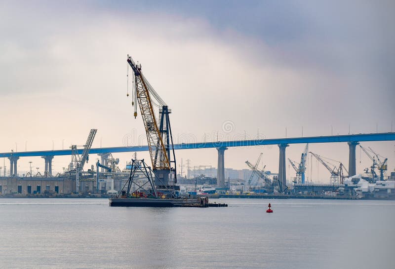 Crane Ship on the San Diego Bay Editorial Photo - Image of mechanical ...