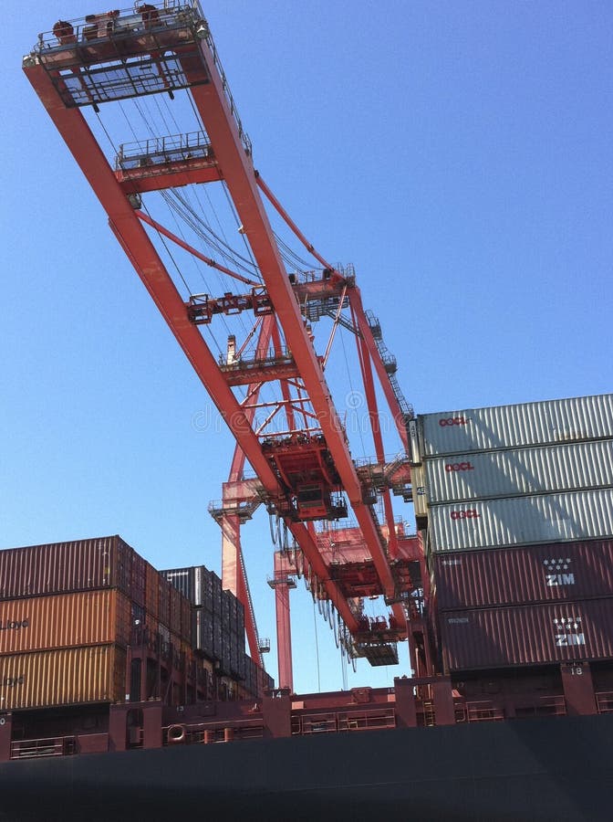 Crane and Shipping Containers Editorial Stock Photo - Image of seattle ...