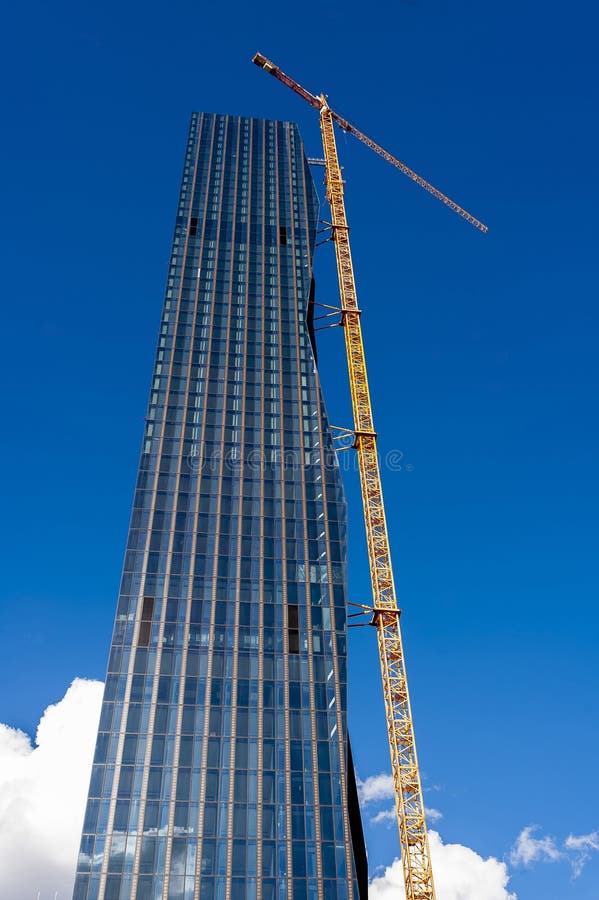 Crane on Skyscraper Building Site Stock Image - Image of occupation ...