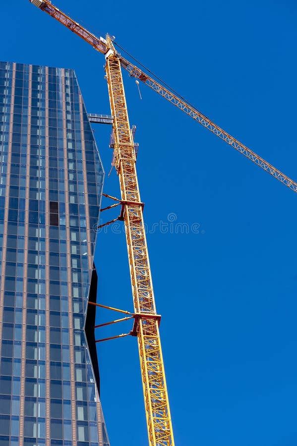 Crane on Skyscraper Building Site Stock Image - Image of occupation ...