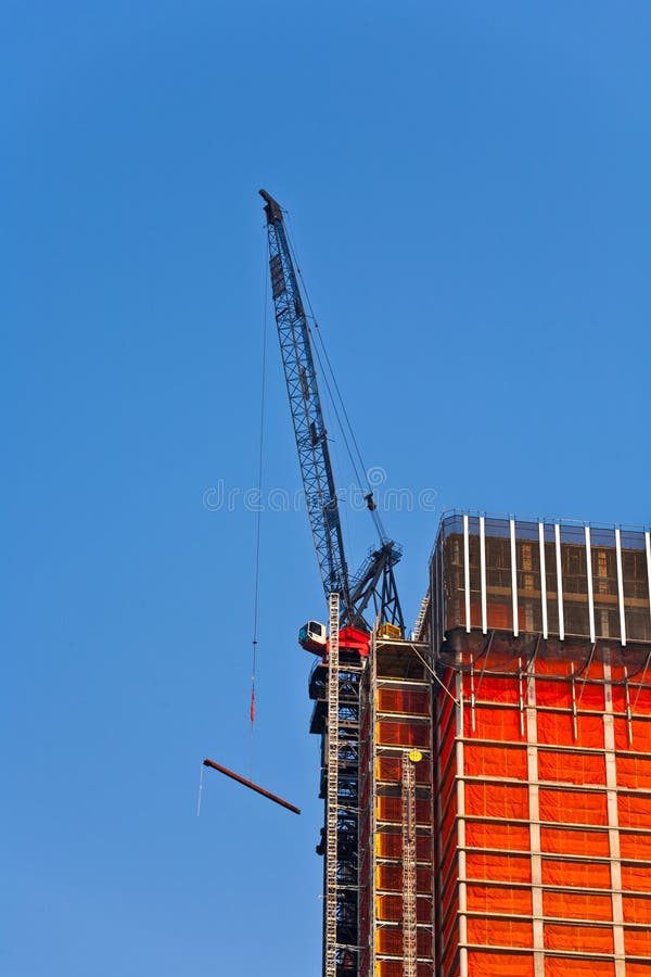 Crane on Skyscraper New York Stock Photo - Image of pattern, skyline ...