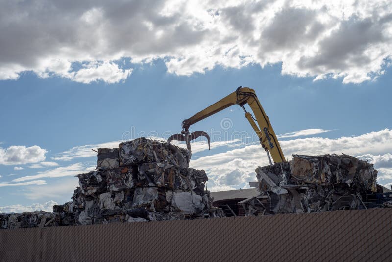 Compressed Cubes of Scrap Metal at a Junk Yard. Stock Image - Image of ...