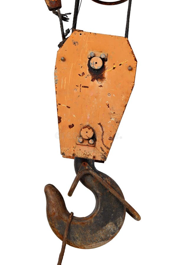 Crane Steel Hook with Cable Isolated Stock Image - Image of iron ...