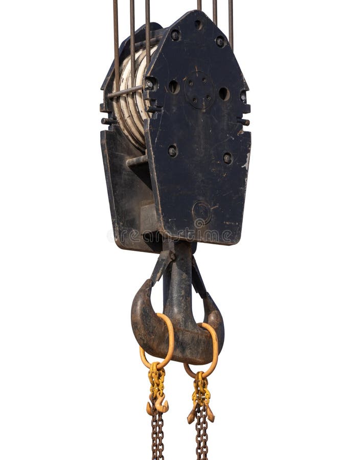 Crane Steel Hook with Cable Isolated on White Stock Photo - Image of ...