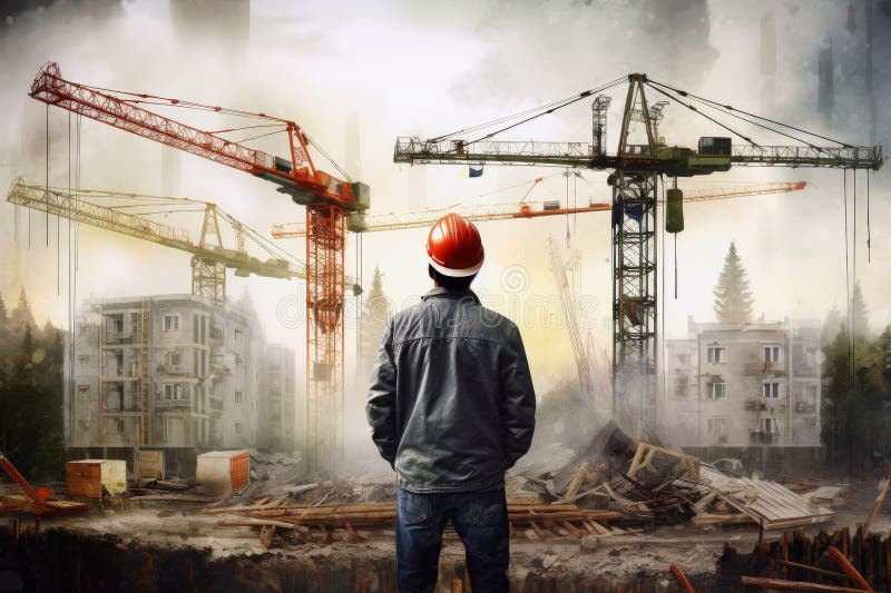 Crane Strong Man Operator Building. Generate Ai Stock Illustration ...