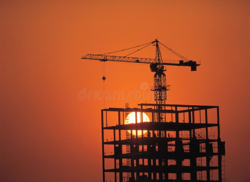 Crane and Sun stock image. Image of construction, build - 943809