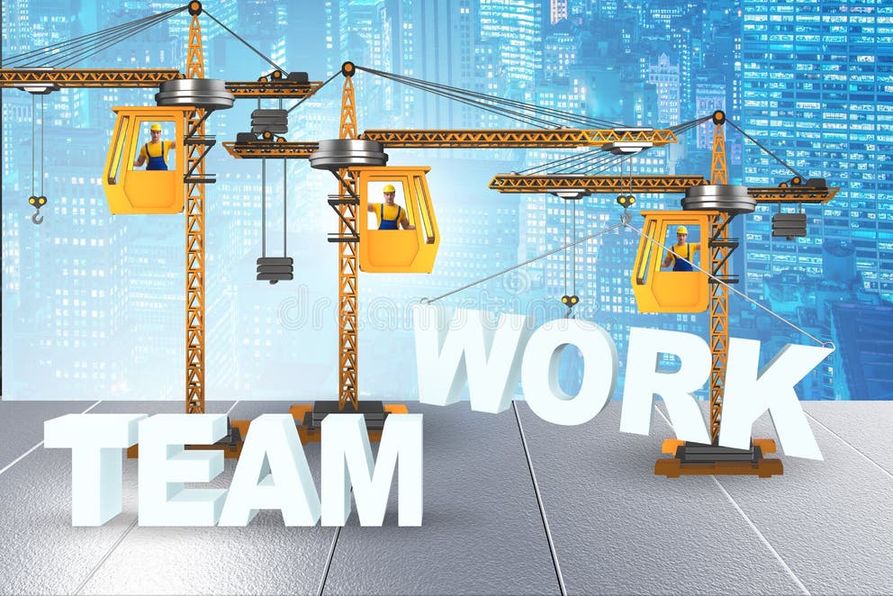 The Crane in Team and Teamwork Concept Stock Illustration ...