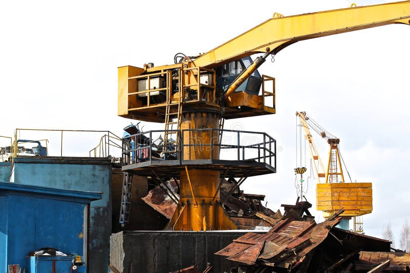 Crane To Move the Scrap Metal Stock Photo - Image of heap, materials ...