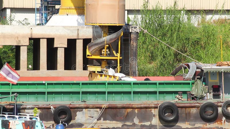 Crane Transfer Load Goods on Conveyor Belt into Ship for Transportation ...