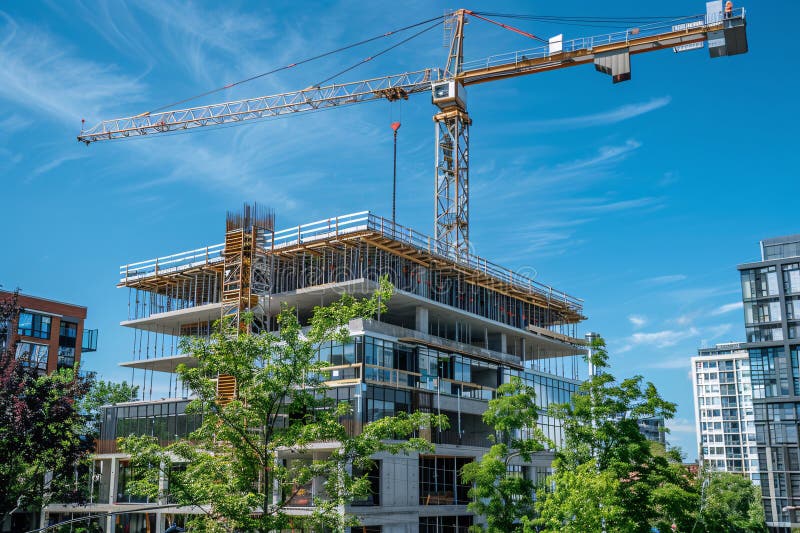 Crane and Uncompleted Building on the Construction Site Stock ...