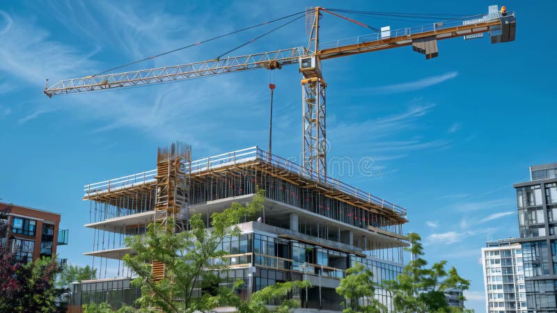 Crane and Uncompleted Building on the Construction Site Stock Footage ...