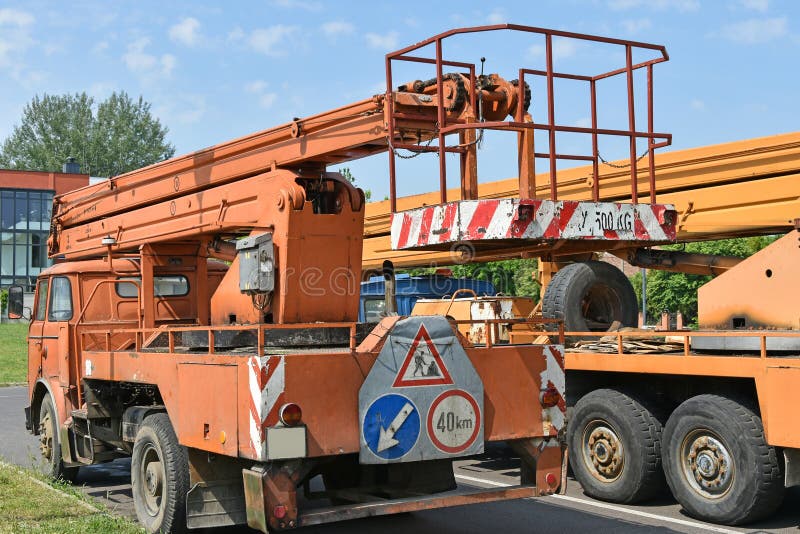 Crane vehicles back side stock image. Image of parking - 96923581