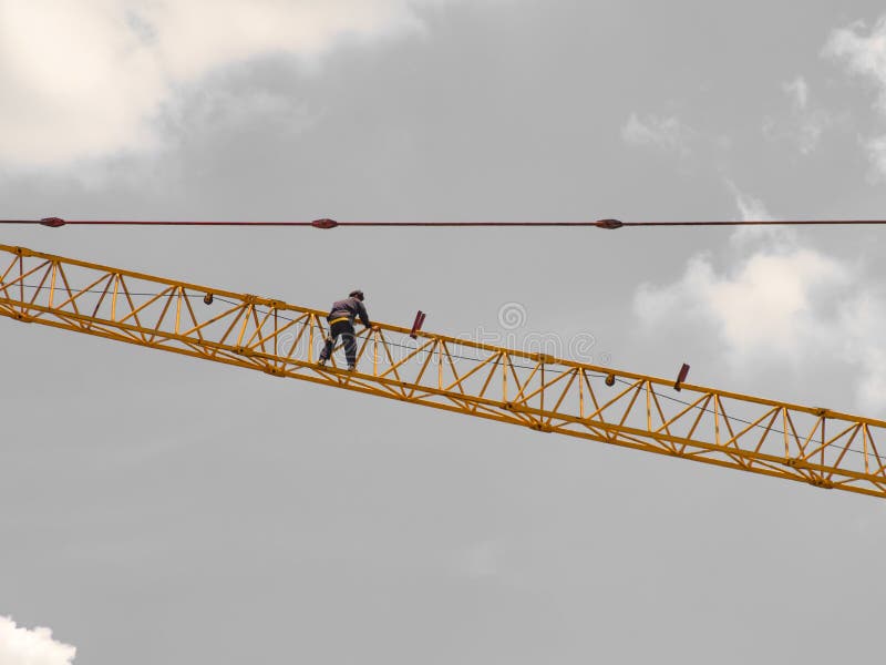 Crane Worker Walking on Steel Crane Editorial Stock Image - Image of ...