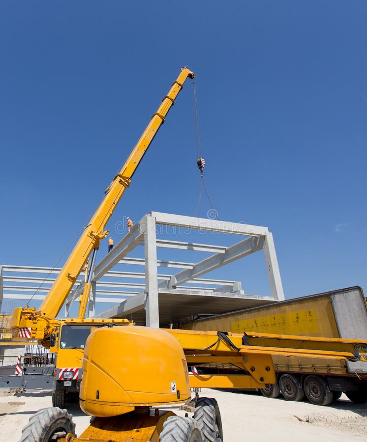 Crane Working on Construction Site Stock Photo - Image of industry ...