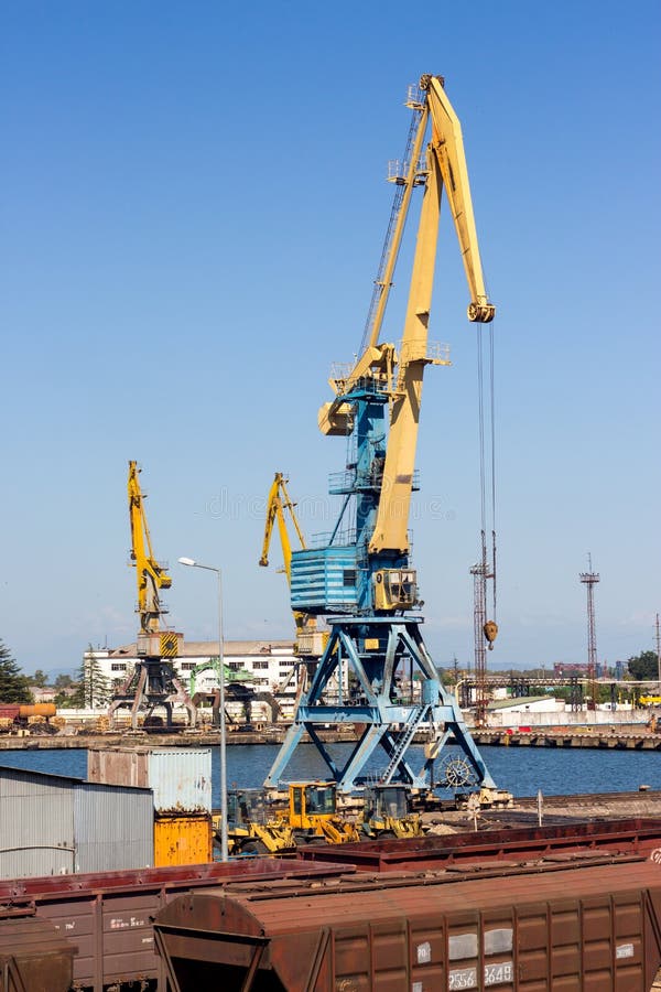Crane working in port stock image. Image of cargo, working - 59601895