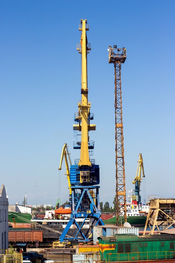 Crane working in port stock photo. Image of georgia, crane - 59601966