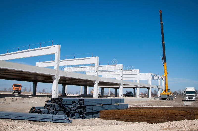 Crane Works on Construction Stock Image - Image of site, scaffolding ...