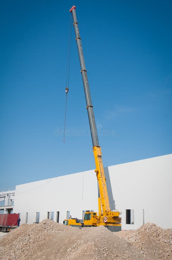 Crane Works on Construction Stock Photo - Image of engineering, lattice ...