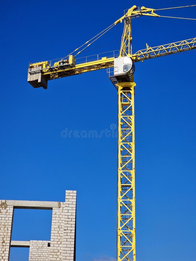 Crane Works on the Construction of a House Stock Photo - Image of ...