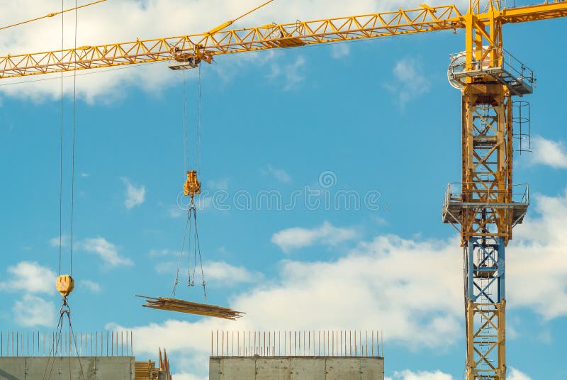 Crane Works on Construction Site Stock Image - Image of construction ...