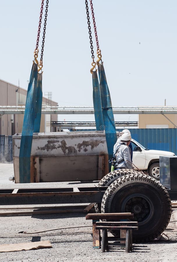 Unloading by the Crane of the Production Equipment Stock Photo - Image ...