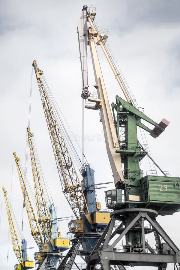 Crane Lifts a Container Loading a Train Stock Photo - Image of load ...