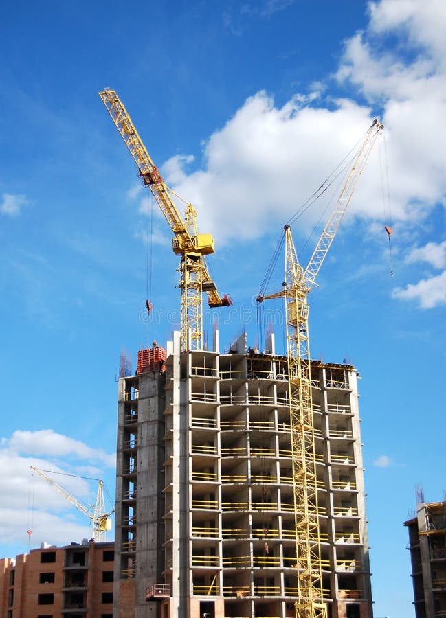 Cranes and Building Construction Stock Image - Image of hoist, edifice ...