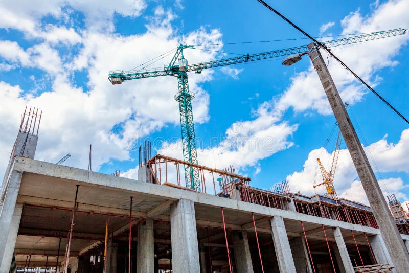 Cranes at Building Construction Projects Stock Image - Image of ...