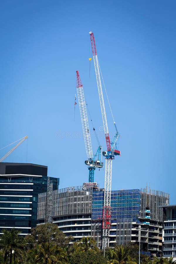 Cranes on Building Construction Site Stock Photo - Image of brisbane ...