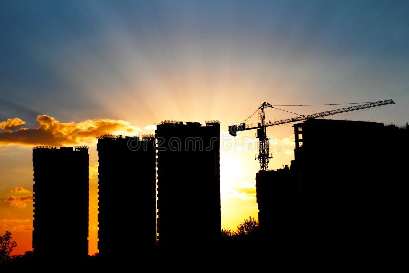 Construction on sunset stock image. Image of labor, protection - 12121795