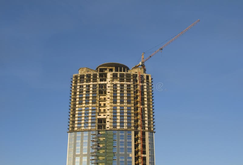 Cranes and Building Construction of a Skyscraper Stock Photo - Image of ...