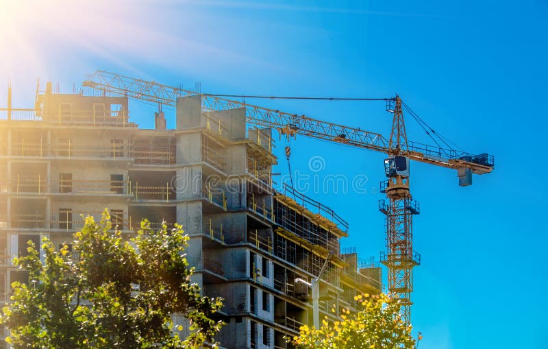Cranes are Building a House Stock Image - Image of urban, town: 341698111