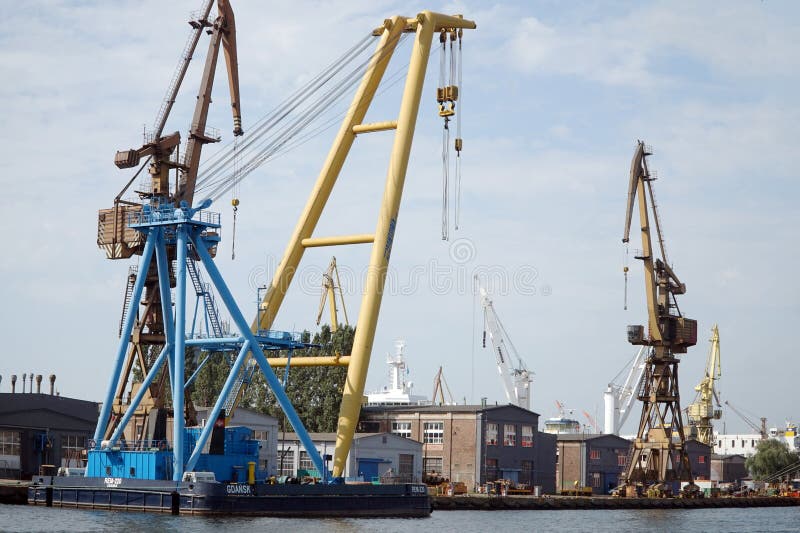Cranes for Cargo Ships in the Port of Gdansk. Poland Editorial Photo ...