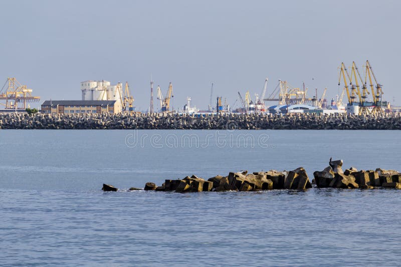 Cranes in Constanta Shipyard Stock Image - Image of constanta, black ...