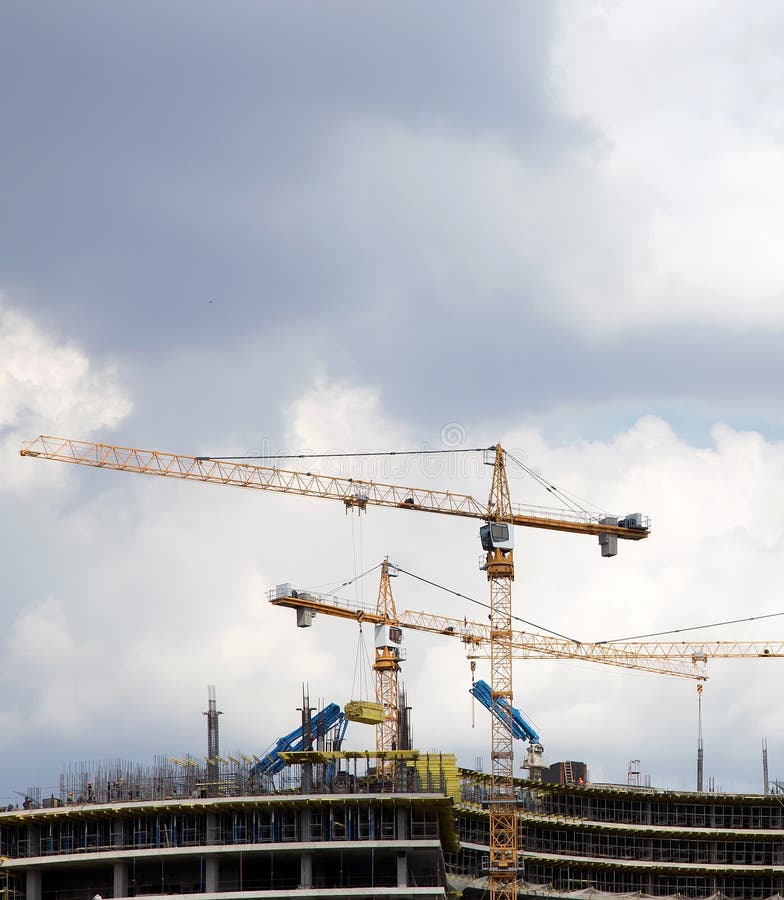 Cranes on a Construction Site Stock Photo - Image of engineering ...