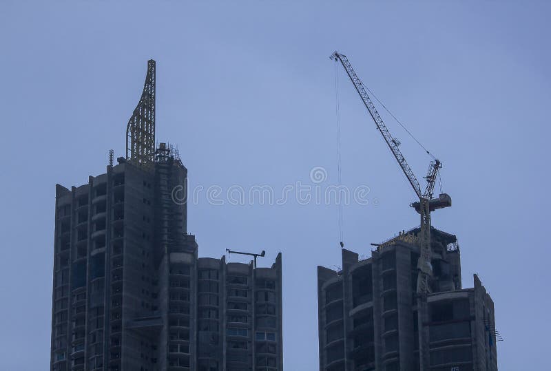 Cranes in the Construction Site. Stock Image - Image of buildings ...