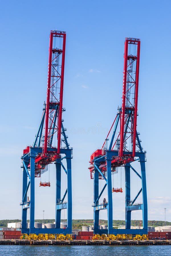 Cranes at a Container Terminal Stock Image - Image of waterfront, pier ...