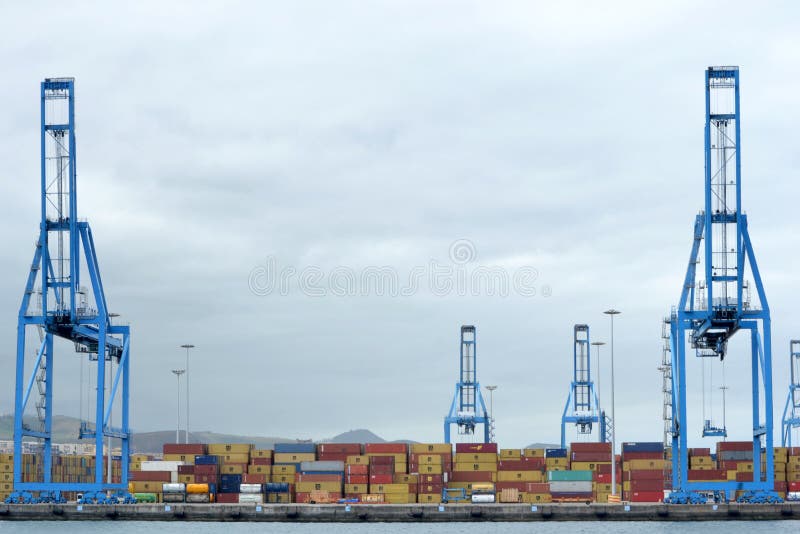 Cranes and Containers on the Dock Editorial Photography - Image of boat ...