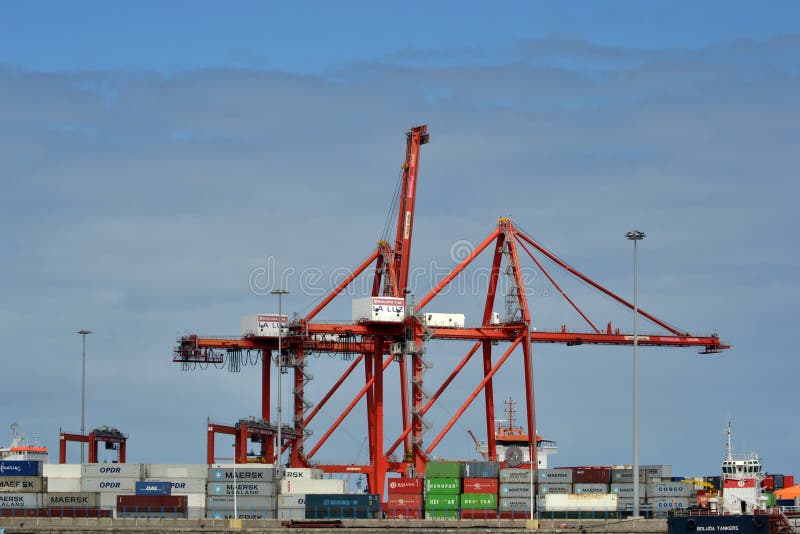 Cranes and Containers on the Dock Editorial Stock Image - Image of ...
