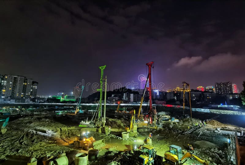 The Construction Site at Night Editorial Image - Image of siteguizhou ...