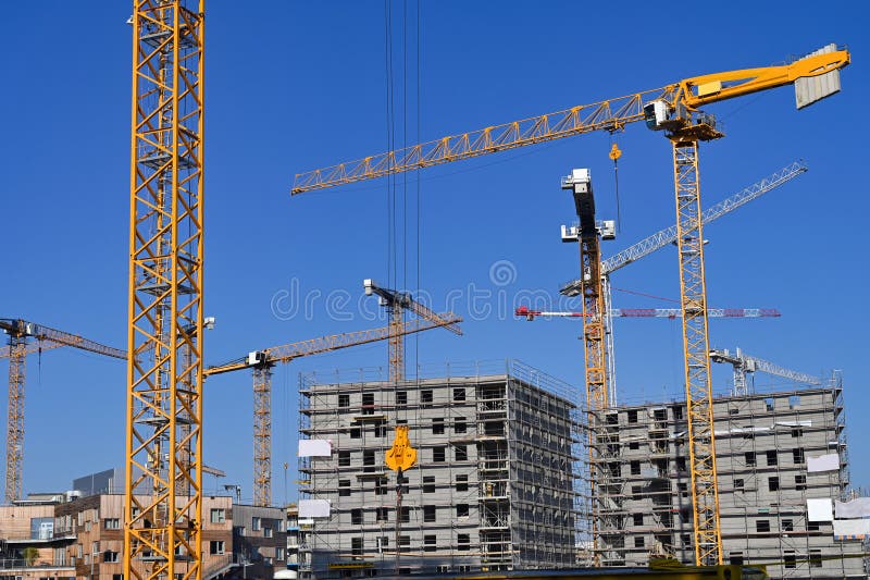 Cranes and Machinery New Building Construction Site Stock Photo - Image ...