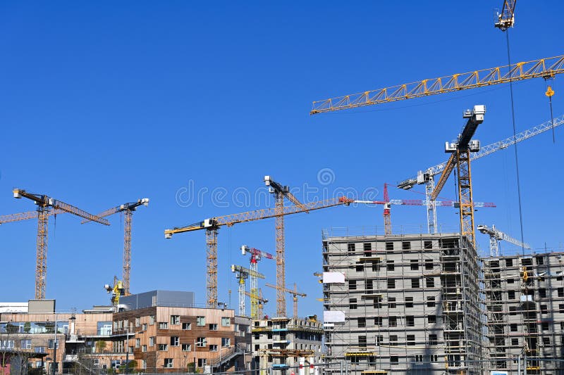 Cranes and New Buildings Construction Site Stock Photo - Image of ...
