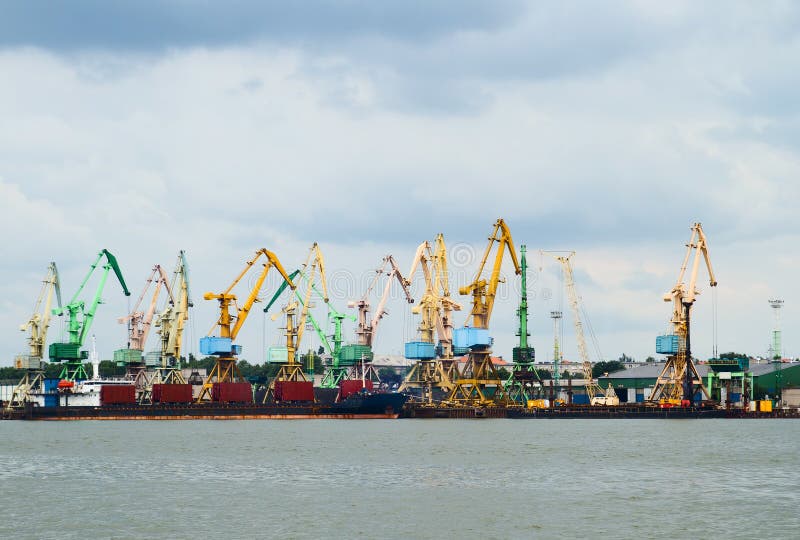 Cranes at port stock photo. Image of move, excavator - 22344168