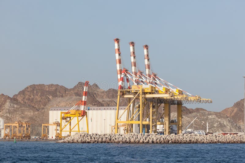 Cranes in the Port of Muscat, Oman Stock Image - Image of shipping ...