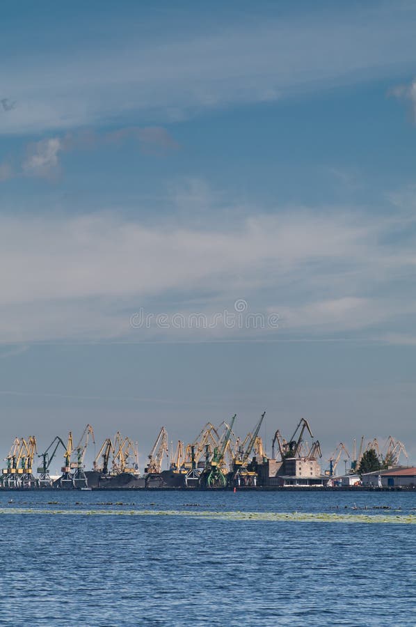 Cranes of Riga port stock image. Image of baltic, dock - 15678327