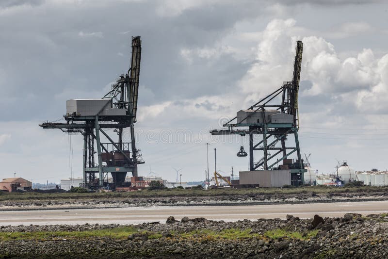 Cranes on River Tees Estuary Stock Image - Image of river, north: 60548027